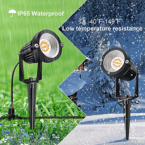 Mutois Low Voltage Landscape Lights 7W Landscape Lighting Waterproof Landscape Spotlights Yard Lawn Garden Outdoor 900LM Warm White Landscape Lights with Spike Stand(10-Pack with Connectors)