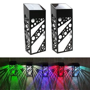 lkzslsp solar fence lights outdoor solar wall light waterproof, deck lights solar powered outdoor decorative, 2 modes: warm white/rgb, outside solar deck light for wall, step, yard, garden (2pack)