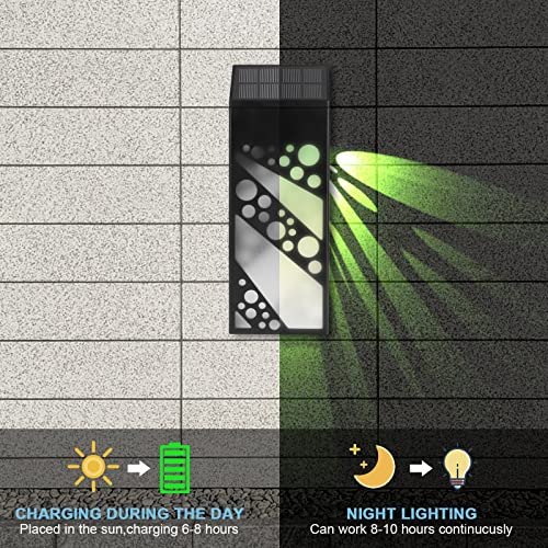 LKZSLSP Solar Fence Lights Outdoor Solar Wall Light Waterproof, Deck Lights Solar Powered Outdoor Decorative, 2 Modes: Warm White/RGB, Outside Solar Deck Light for Wall, Step, Yard, Garden (2Pack)