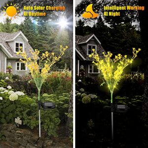 SUNJOYCO 2 Pack LED Solar Flowers Lights, IP65 Waterproof Decorative Solar Garden Stake Light for Outdoor Patio Garden Yard Lawn, Solar Pathway Light for Driveway Pool Balcony Decoration