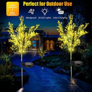 SUNJOYCO 2 Pack LED Solar Flowers Lights, IP65 Waterproof Decorative Solar Garden Stake Light for Outdoor Patio Garden Yard Lawn, Solar Pathway Light for Driveway Pool Balcony Decoration