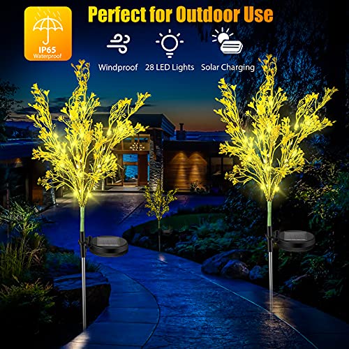 SUNJOYCO 2 Pack LED Solar Flowers Lights, IP65 Waterproof Decorative Solar Garden Stake Light for Outdoor Patio Garden Yard Lawn, Solar Pathway Light for Driveway Pool Balcony Decoration