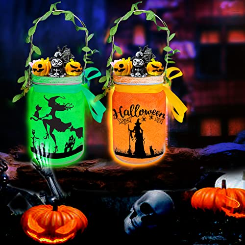 Halloween Crafts for Kids - Halloween Witches Decorations - DULLA DIY Halloween Fairy Lanterns, Garden Outdoor Decor Hanging Jar Night Light, Gifts for Girls Ages 8 9 10 11 12