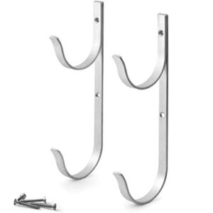 cyctech pole hangers,aluminum holder set,swimming pool pole hanger pool hanger hook for pool telescoping pole,leaf rakes,net,vacuum hose,brushe and garden tools (white)