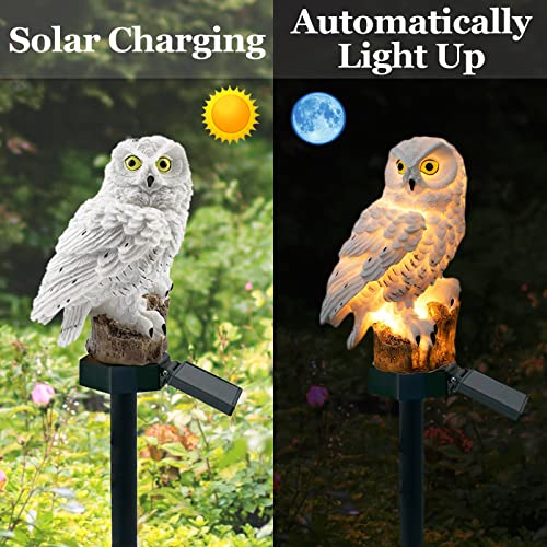 DOUBLE 2 C Solar Garden Light Outdoor, Owl Solar Garden Stake Light, Waterproof Warm White LED Light for Garden, Patio, Yard, Lawn, Walkway Decoration (Owl)