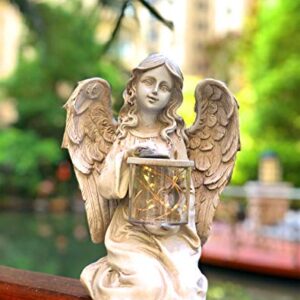 Solar Powered Fairy Angel with Wings and Solar Glowing Jar LED Garden Light Decor