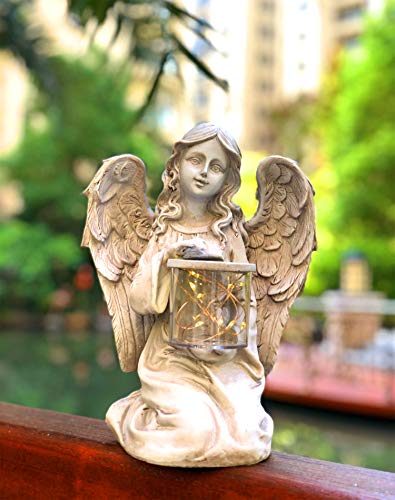 Solar Powered Fairy Angel with Wings and Solar Glowing Jar LED Garden Light Decor