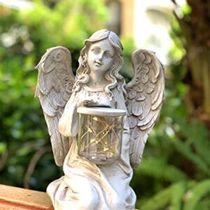 Solar Powered Fairy Angel with Wings and Solar Glowing Jar LED Garden Light Decor