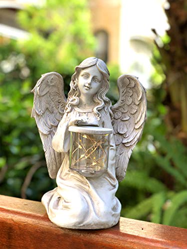 Solar Powered Fairy Angel with Wings and Solar Glowing Jar LED Garden Light Decor