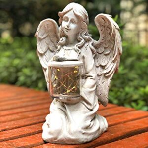 Solar Powered Fairy Angel with Wings and Solar Glowing Jar LED Garden Light Decor