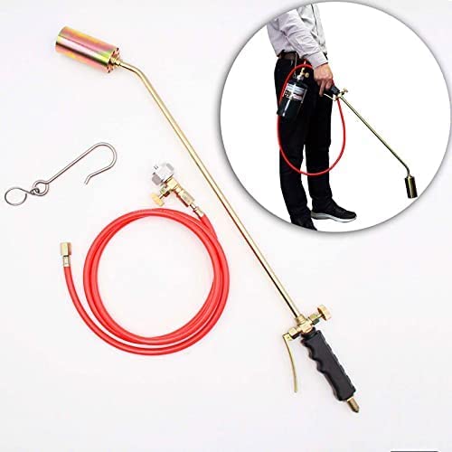 Propane Torch Weed,Heavy Duty Burner Torch,Weed Burner with Control Valve and 5.3 FT Hose for Garden Roofing BBQ lighter Snow Melting, Wrenches and Gloves