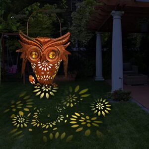 Yeelan Owl Garden Solar Light,Outdoor Waterproof Garden Decorative Lights Owl Hanging Metal Lanterns,Waterproof Warm White LED for Lawn,Patio or Courtyard