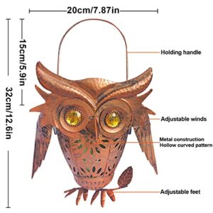 Yeelan Owl Garden Solar Light,Outdoor Waterproof Garden Decorative Lights Owl Hanging Metal Lanterns,Waterproof Warm White LED for Lawn,Patio or Courtyard