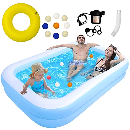 Inflatable Pool, Kiddie Pool 61X42.5X18.1 Inches Blow up Pool Suitable for Kids Toddlers Adults in Outdoor Garden Backyard Summer Water Party (2 People)