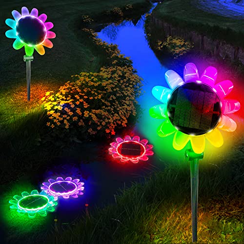 Cynlink Solar Garden Lights Christmas Decorations, 2 Pack Super Bright Solar Christmas Lights Outdoor, IP68 Waterproof, Auto On/Off Solar Powered Landscape Path Lights for Yard Lawn Patio