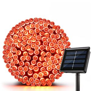 200led halloween orange lights, 72ft decoration solar string lights, waterproof solar fairy lights for gardens, backyard, balcony, party, holiday, camping decor (1 pack, orange)