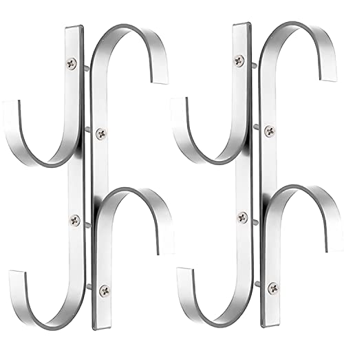 katikies Pool Pole Hanger Aluminium Holder Set, Ideal Equipment Hooks for Telescopic Poles, Skimmers, Leaf Rakes, Nets, Brushes, Vacuum Hose, Garden Tools and Swimming Pool Accessories (4-pcs)