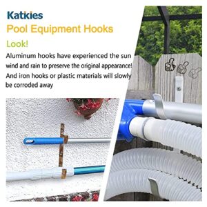 katikies Pool Pole Hanger Aluminium Holder Set, Ideal Equipment Hooks for Telescopic Poles, Skimmers, Leaf Rakes, Nets, Brushes, Vacuum Hose, Garden Tools and Swimming Pool Accessories (4-pcs)