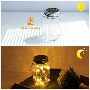 4Pack Solar Mason Jar Lights, Solar Lantern 30Leds Outdoor Glass Hanging String Lamp, Fairy Decoration for Garden Patio Yard Home