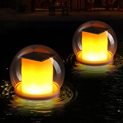 Floating Pool Lights,Solar Powered LED Flame Lights Flickering with Remote Control for Swimming Pool,IP68 Waterproof Outdoor Lantern Landscape Decoration Lights for Pool,Pond,Hot tub,Party,Garden