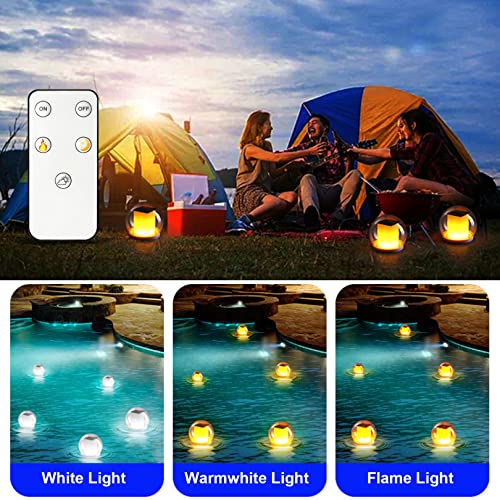 Floating Pool Lights,Solar Powered LED Flame Lights Flickering with Remote Control for Swimming Pool,IP68 Waterproof Outdoor Lantern Landscape Decoration Lights for Pool,Pond,Hot tub,Party,Garden