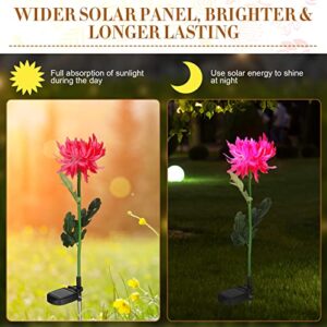 Funtery 6 Pcs Garden Outdoor Solar Stake Lights Chrysanthemum Lights Waterproof Decorative LED Solar Flower Lights Patio Lawn Pathway Walkway Decoration, Yellow, Red, White