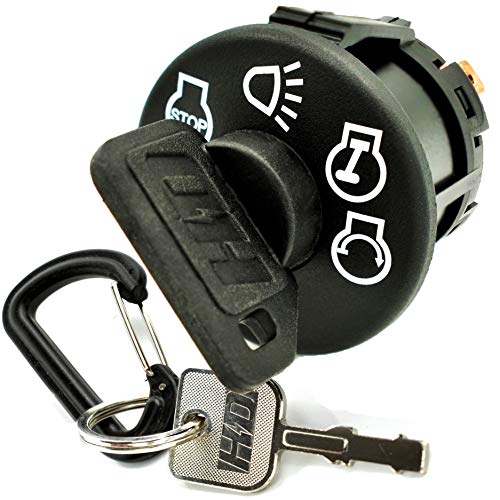 HD Switch Ignition Starter Switch fits Craftsman for Riding Lawn Mower Tractor - 4 Position with Headlight Control, 7 Terminal Includes 1 Umbrella & 1 Steel Key & Free Carabiner