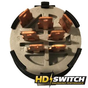 HD Switch Ignition Starter Switch fits Craftsman for Riding Lawn Mower Tractor - 4 Position with Headlight Control, 7 Terminal Includes 1 Umbrella & 1 Steel Key & Free Carabiner