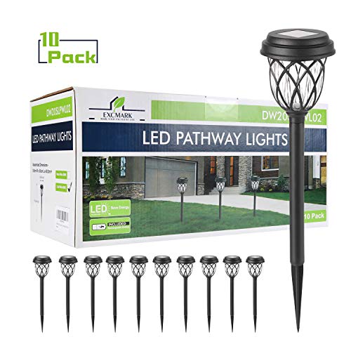 EXCMARK 10 Pack Solar Lights Outdoor Garden Pathway Solar Powered Yard Lights for Walkway Sidewalk Driveway.