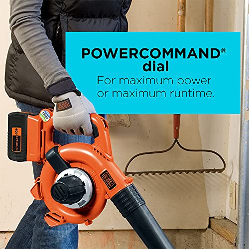 BLACK+DECKER 40V MAX Cordless Blower, Hard Surface Sweeper, Variable Speed Up To 120 MPH, with Battery and Charger (LSW36)