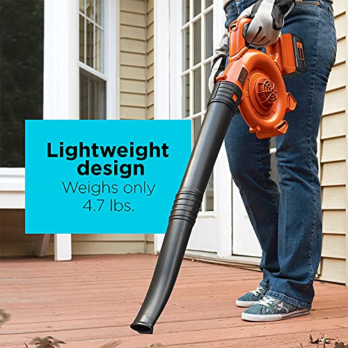 BLACK+DECKER 40V MAX Cordless Blower, Hard Surface Sweeper, Variable Speed Up To 120 MPH, with Battery and Charger (LSW36)