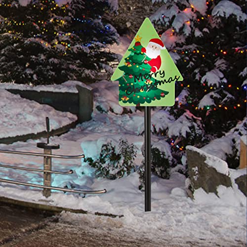 Fastruggle Merry Christams Yard Stake Sign Decoration,Solar Christmas Decoration Stake Lights, Xmas Outdoor Solar Pathway Lights Waterproof Decoration for Patio Garden Lawn Home Front Door