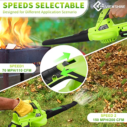 Leaf Blower Cordless with Battery & Charger, VIEWSHINE Battery Powered Leaf Blower, Electric Leaf Blower Cordless for Lawn Care, Leaves Cleaning