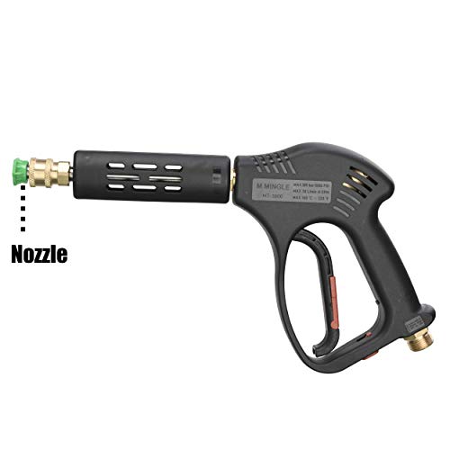 M MINGLE Short High Pressure Washer Gun, 5000 PSI, Replacement for Hot and Cold Water, M22 Fitting, 5 Nozzle Tips