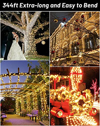 Solar Outdoor Fairy String Lights, Durable Easy Shaping 300 LED 100 Ft Waterproof Decorative Christmas Lights, 8 Modes with Remote for Party Garden Patio Decor