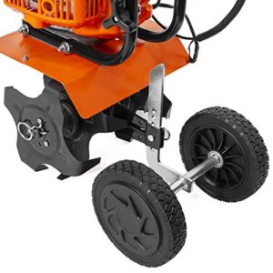 XtremepowerUS Commercial 55CC Tiller Cultivator 2-Cycle Gas Powered Garden Yard Grass Walk Behind Soil Prep Root Dirt with Handle