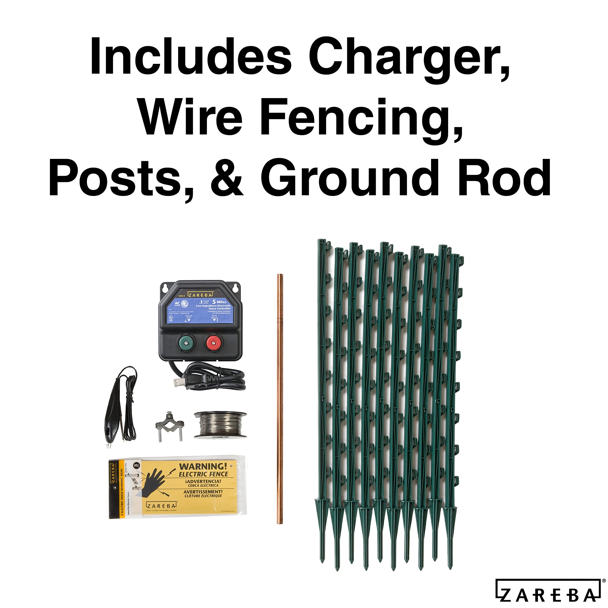 Zareba KGPACZ AC Garden Protector Electric Fence Kit; Nuisance or Small Animals Will Be Repelled or Contained as Desired; Mild Shock is Safe To Animals and Humans; Fast and Easy Installation; Made in the USA