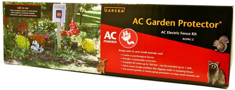 Zareba KGPACZ AC Garden Protector Electric Fence Kit; Nuisance or Small Animals Will Be Repelled or Contained as Desired; Mild Shock is Safe To Animals and Humans; Fast and Easy Installation; Made in the USA