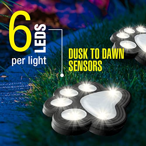 Bell+Howell Paw Print Disk Lights, Paw Shaped Solar Ground Lights Outdoor Waterproof, Outdoor Pathway Lights, Driveway Solar Lights, Outdoor Ground Light for Landscape Lighting for Patio, Deck–4 Pk