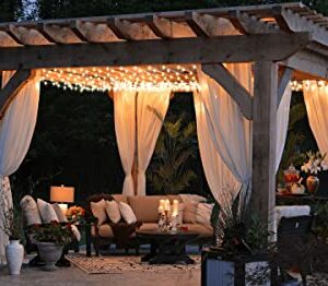 Eueasy Gazebo Lights Outdoor, 10ftx10ft Plug in Holiday Chandelier Fairy Lights 300 LED 8 Lighting Modes, Waterproof Curtain Lights for Gazebo, Party, Window, Garden (Warm White)