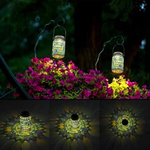 3 Pieces Solar Powered Mosaic Lights, Outdoor Hanging Solar Lantern Lamp Waterproof Table Lamp Mosaic Night Light for Tree, Garden, Patio, Party, Yard, Outdoor, Indoor Decorations (Blue)