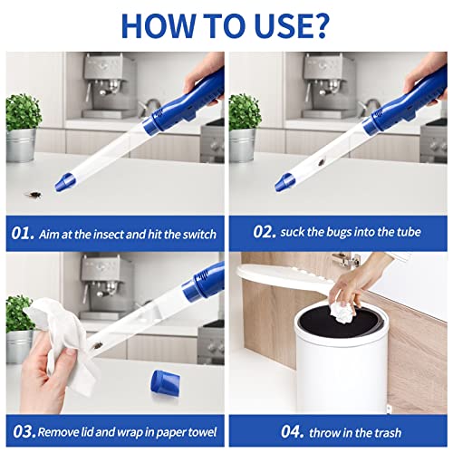 TAISHAN Powerful Vacuum Bug Catcher,Spider and Insect Traps Catcher with USB Rechargeable Blue Pest Control,Insects Handheld LED Flashlight for Stink Bug,Beetle,Pest Suction Trap