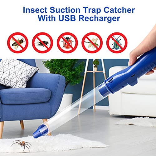 TAISHAN Powerful Vacuum Bug Catcher,Spider and Insect Traps Catcher with USB Rechargeable Blue Pest Control,Insects Handheld LED Flashlight for Stink Bug,Beetle,Pest Suction Trap