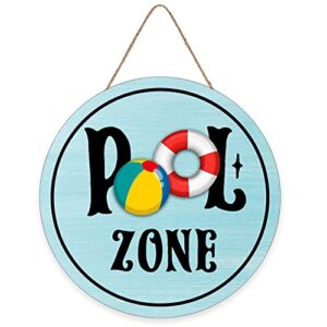 round pool zone round wood sign novelty funny home decor pool round wood sign swimming pool party decorations pool wood decor sign for pool gym garden store supermarket school 12×12 inch