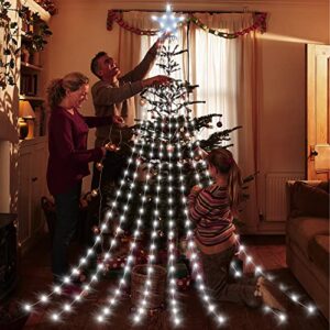 Ghope Outdoor Christmas Decorations Star Lights 298 LED 11.5ft Christmas Tree Lights 8 Lighting Modes String Lights Waterproof Christmas Lights Indoor Outdoor for Home Xmas Tree Garden Yard Decor