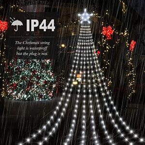 Ghope Outdoor Christmas Decorations Star Lights 298 LED 11.5ft Christmas Tree Lights 8 Lighting Modes String Lights Waterproof Christmas Lights Indoor Outdoor for Home Xmas Tree Garden Yard Decor