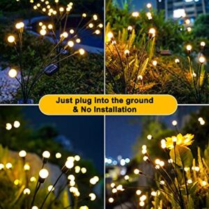 Solar Outdoor Lights 2 Pack 10leds Solar Firefly Lights Outdoor Waterproof Starburst Swaying Solar Garden Lights, Sway By Wind, Christmas Outdoor Solar Lights Decorative For Yard Pathway Warm White