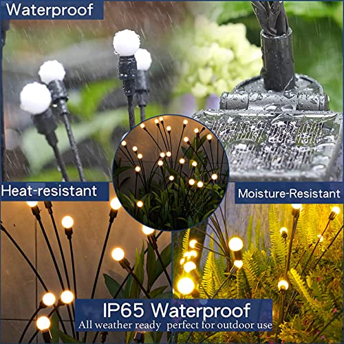 Solar Outdoor Lights 2 Pack 10leds Solar Firefly Lights Outdoor Waterproof Starburst Swaying Solar Garden Lights, Sway By Wind, Christmas Outdoor Solar Lights Decorative For Yard Pathway Warm White