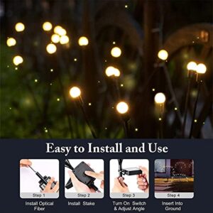 Solar Outdoor Lights 2 Pack 10leds Solar Firefly Lights Outdoor Waterproof Starburst Swaying Solar Garden Lights, Sway By Wind, Christmas Outdoor Solar Lights Decorative For Yard Pathway Warm White