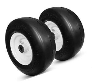 (2-pcs-set) new 11×4.00-5 flat-free lawn mower smooth tires w/steel rim for zero turn lawn mower garden tractor – hub 3″-5″ with 3/4″ bore 114005 t161